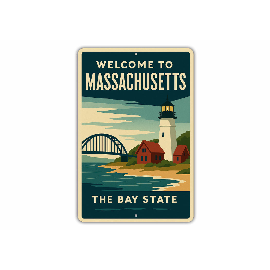 Welcome To Massachusetts The Bay State Sign – Lizton Sign Shop Wholesale
