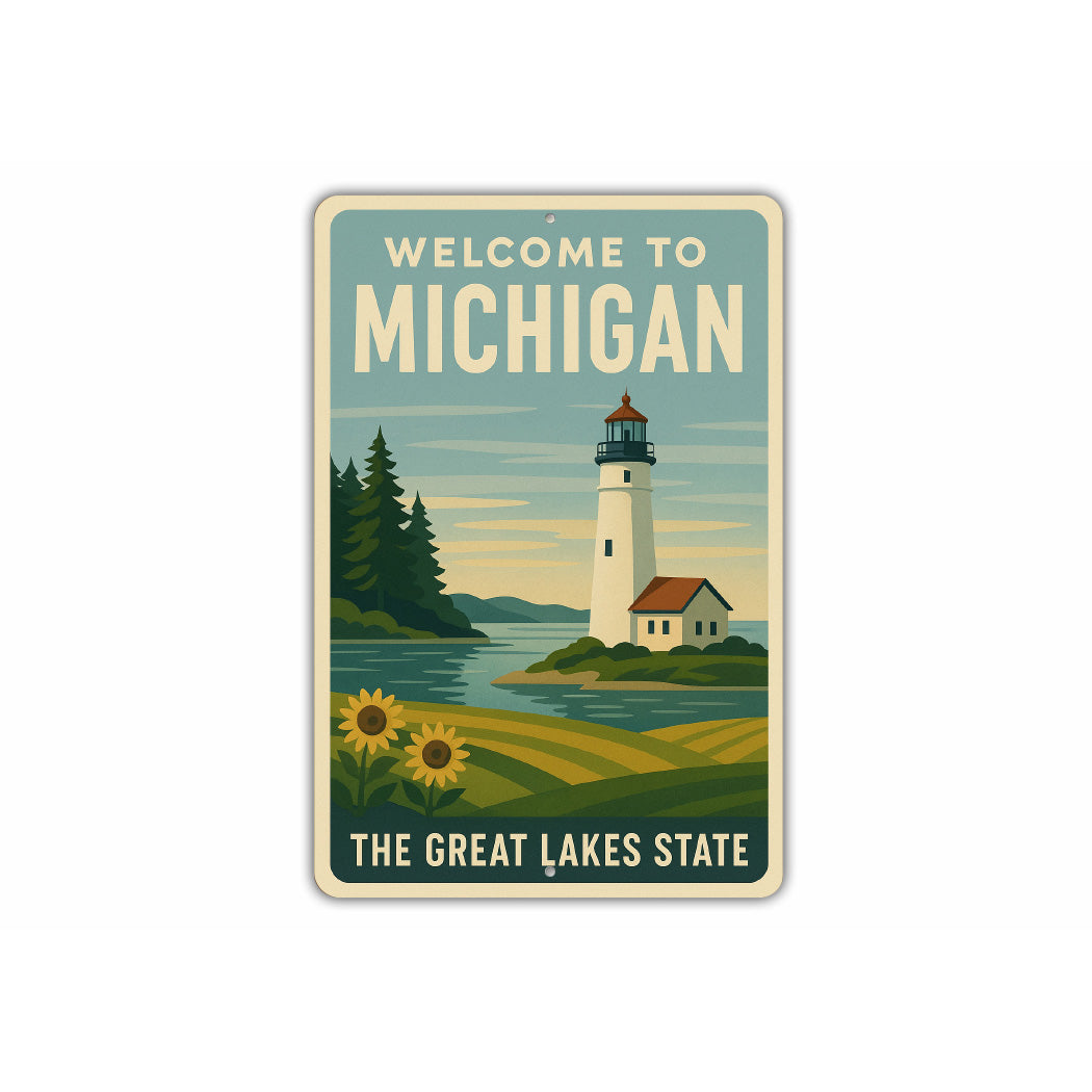 Welcome To The Great Lakes State Sign – Lizton Sign Shop Wholesale